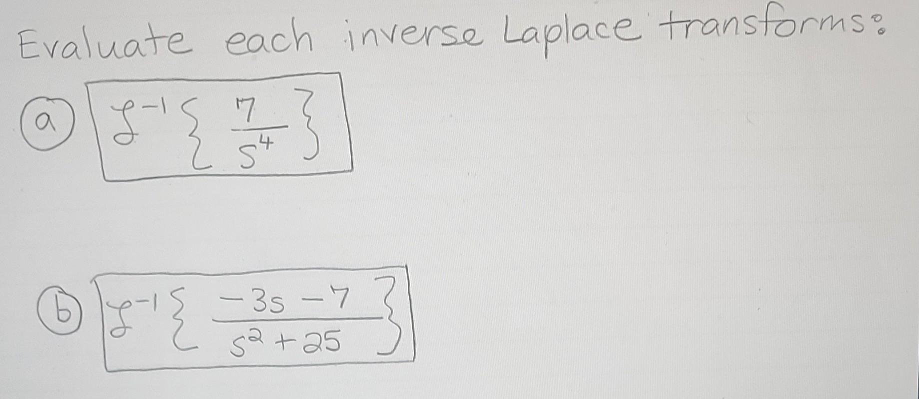 Solved Evaluate each inverse Laplace transforms: (a) | Chegg.com