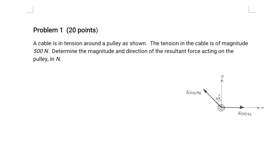 Solved J Problem 1 (20 points) A cable is in tension around | Chegg.com