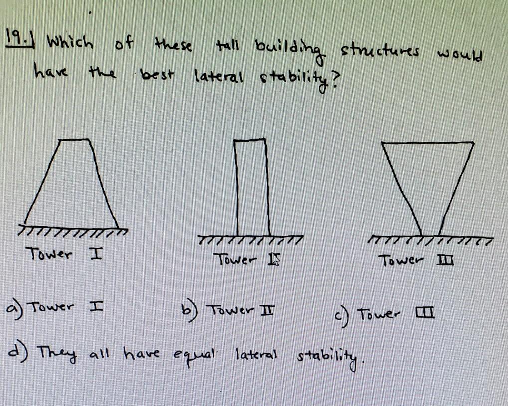 Solved 1941 Which of these tal building structures would | Chegg.com