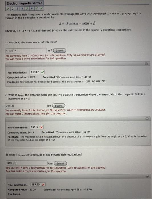 Solved Electromagnetic Waves The magnetic field in a plane | Chegg.com