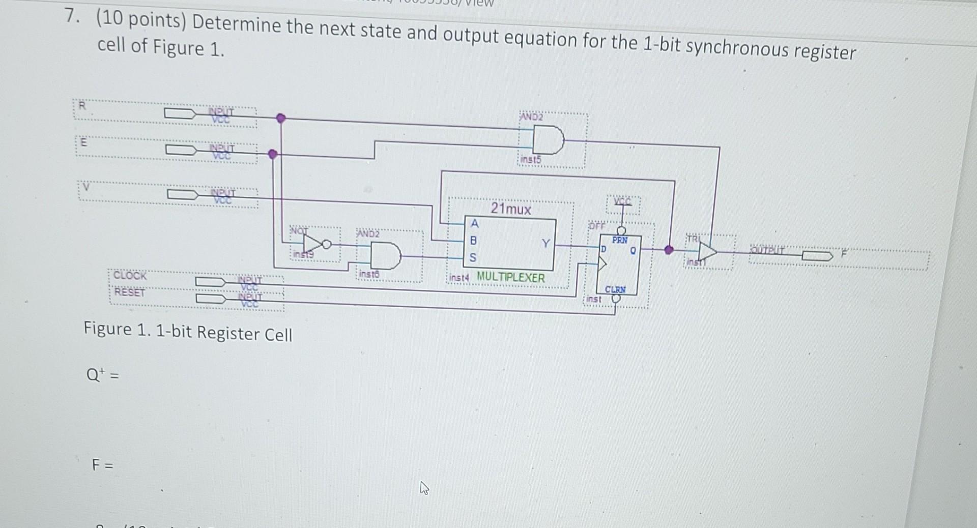 Solved 7. (10 points) Determine the next state and output | Chegg.com