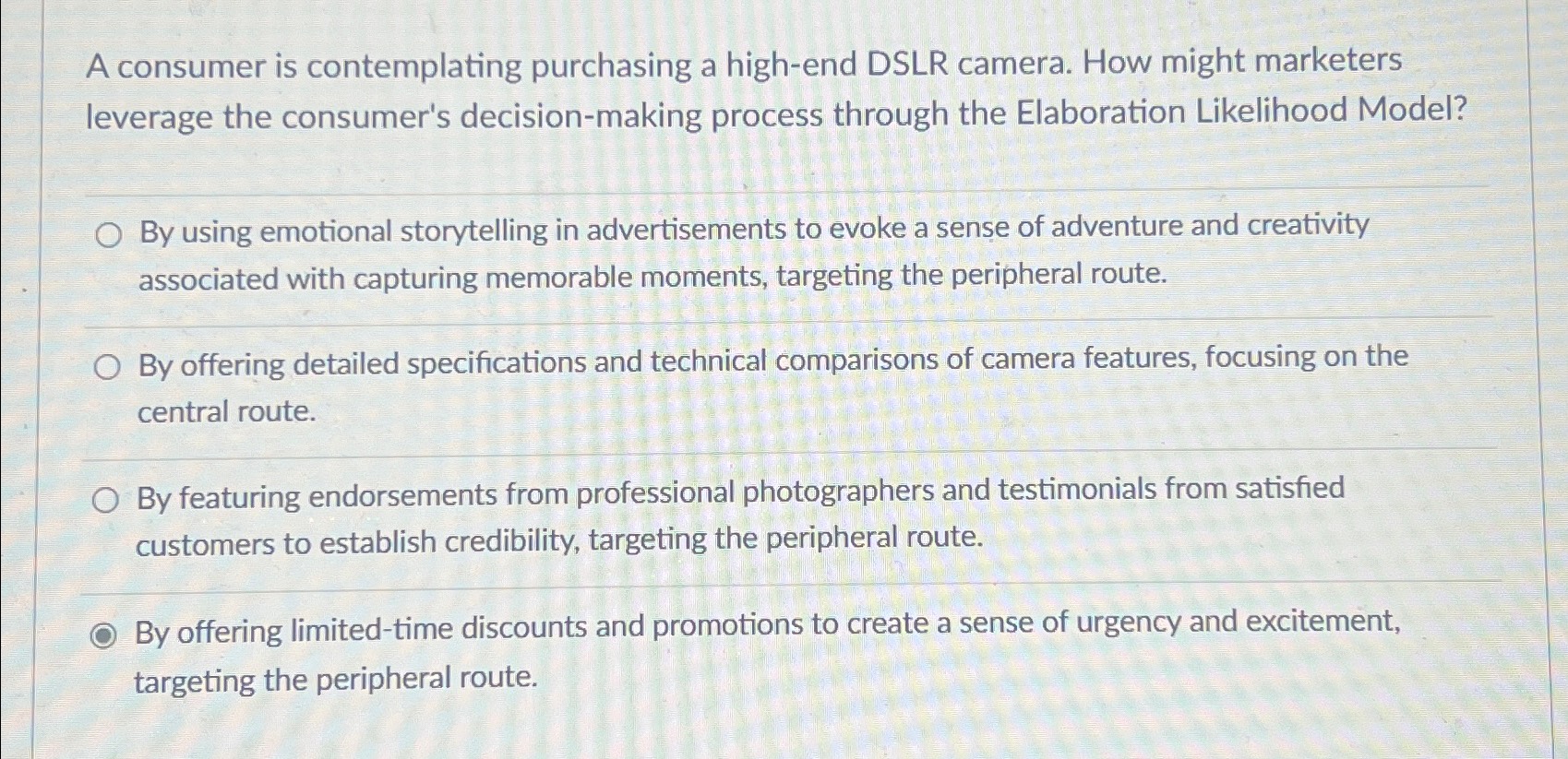 Solved A consumer is contemplating purchasing a high-end | Chegg.com