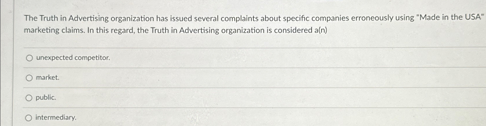 Solved The Truth in Advertising organization has issued | Chegg.com