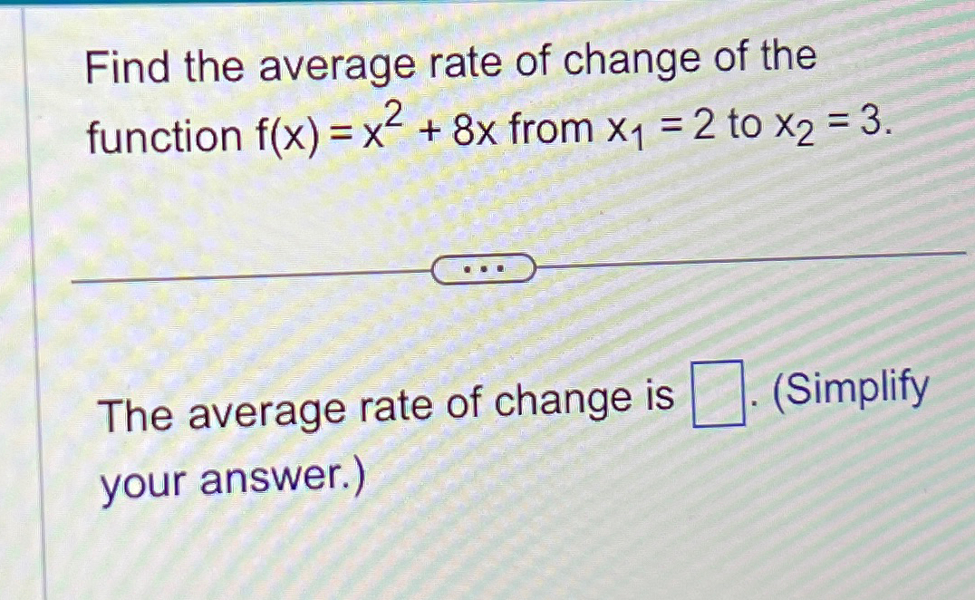 Solved Find the average rate of change of the function | Chegg.com