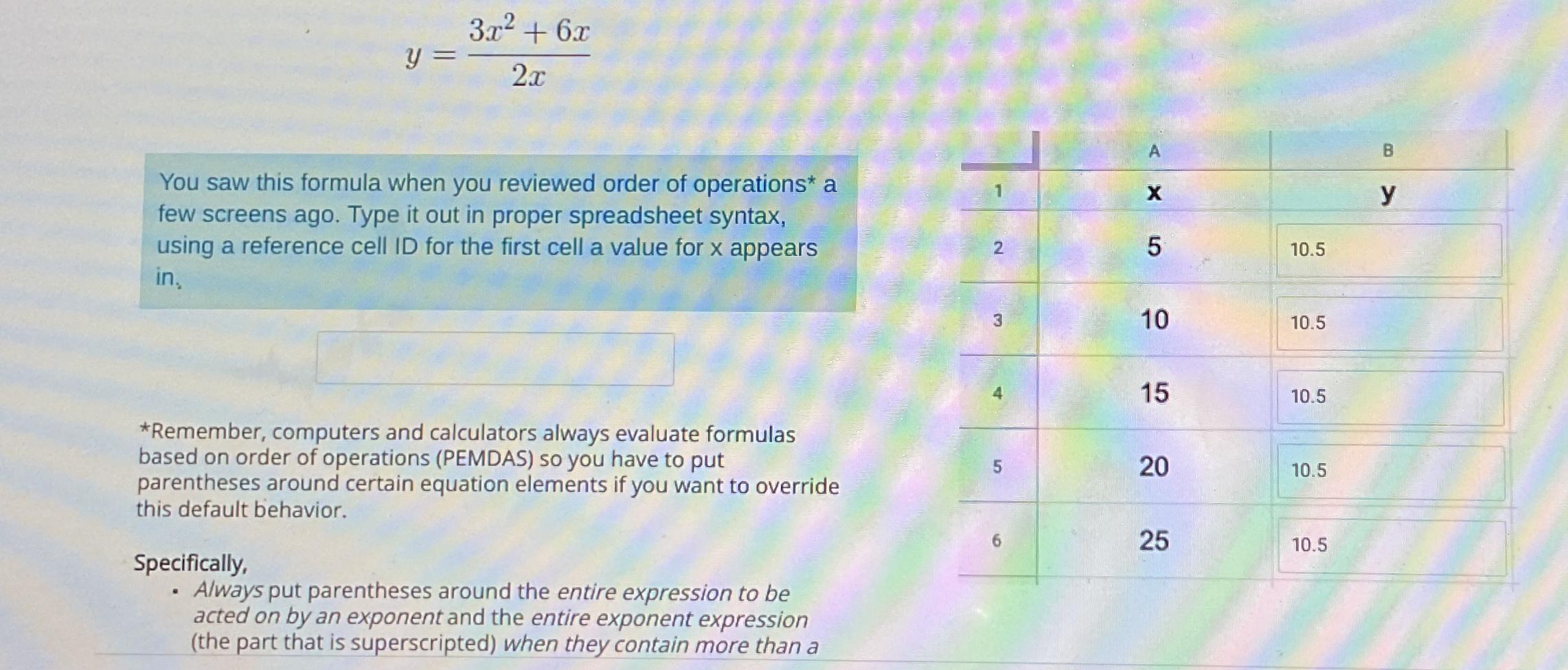 Solved y=3x2+6x2xYou saw this formula when you reviewed | Chegg.com