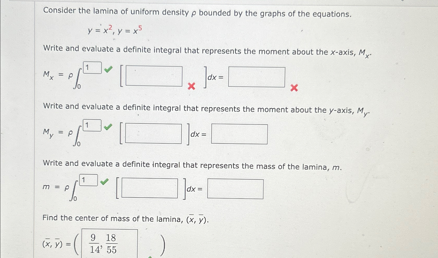 Solved Consider the lamina of uniform density ρ ﻿bounded by | Chegg.com