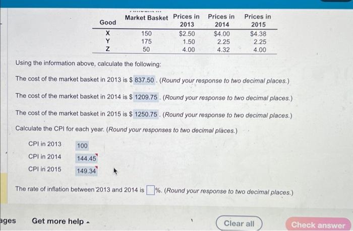 Solved Using the information above, calculate the following: | Chegg.com