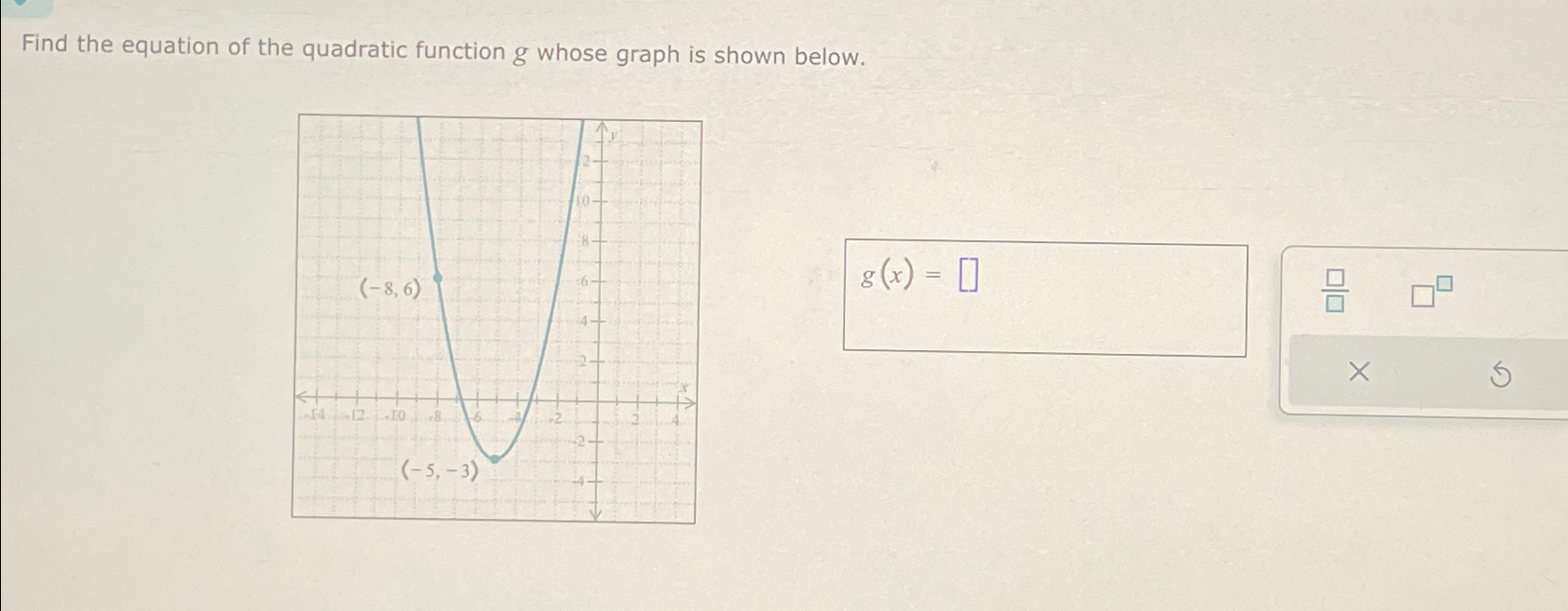 Solved Find the equation of the quadratic function g ﻿whose | Chegg.com