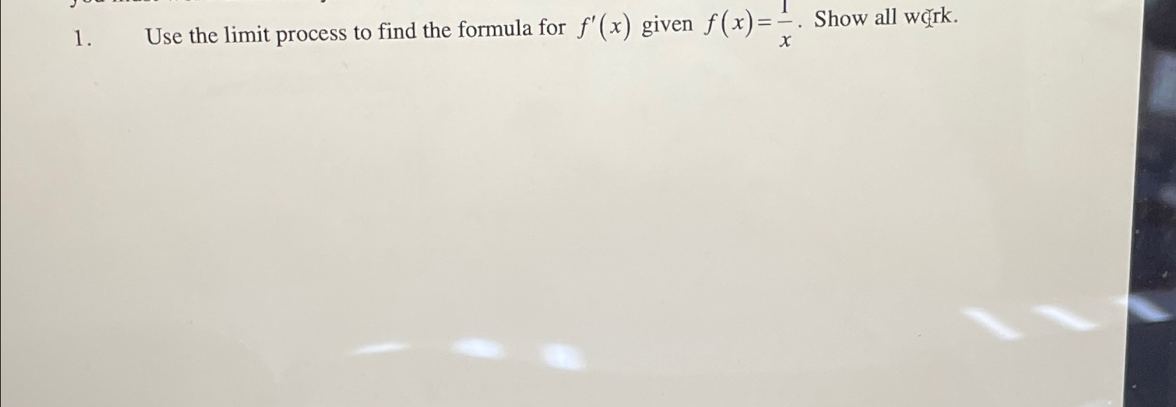 Solved Use the limit process to find the formula for f'(x) | Chegg.com