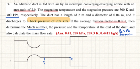 Solved An adiabatic duct is fed with air by an isentropic | Chegg.com