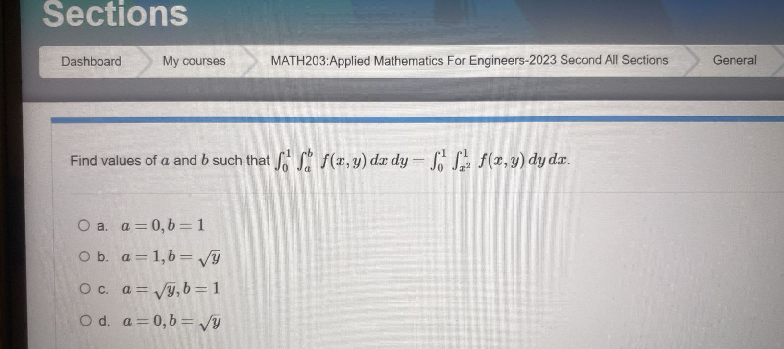 Solved SectionsMy coursesMATH203:Applied Mathematics For | Chegg.com