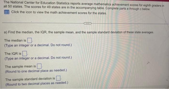 Solved The National Center for Education Statistics reports | Chegg.com