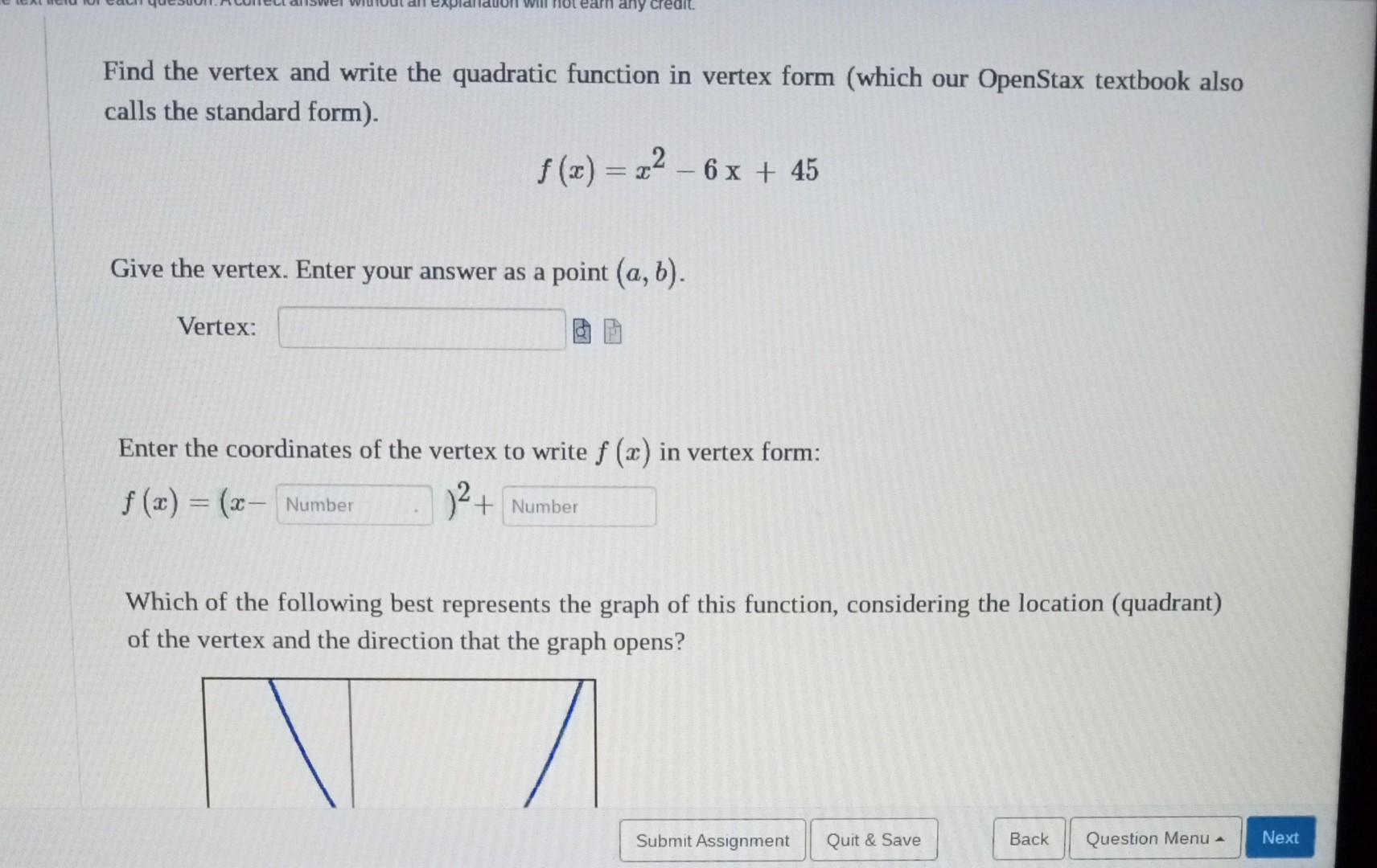 Solved Find the vertex and write the quadratic function in | Chegg.com