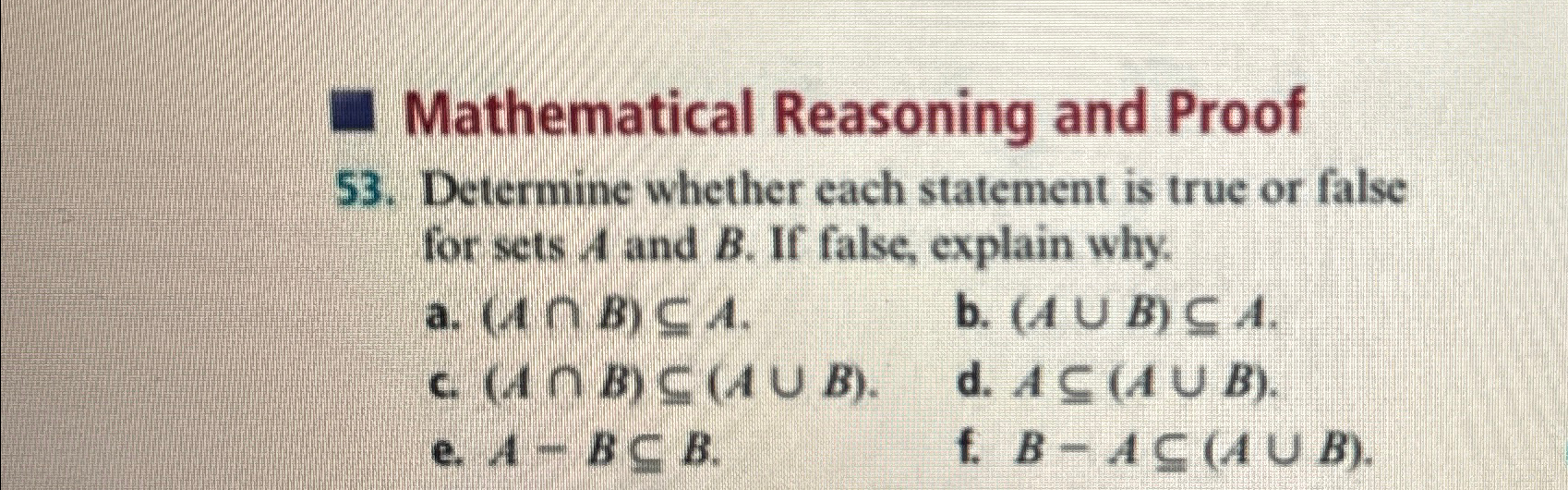 Solved Mathematical Reasoning and Proof53. ﻿Determine | Chegg.com