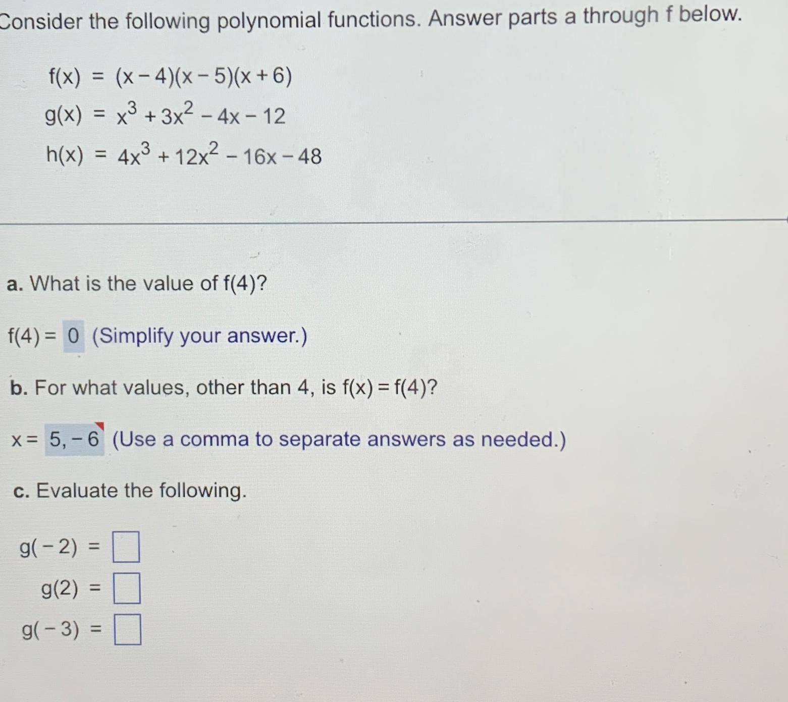 Solved Consider the following polynomial functions. Answer | Chegg.com