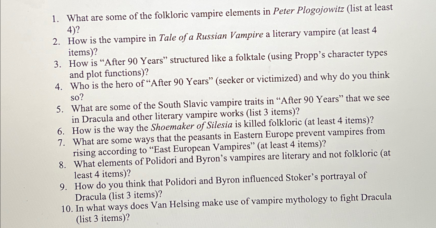 What are some of the folkloric vampire elements in | Chegg.com