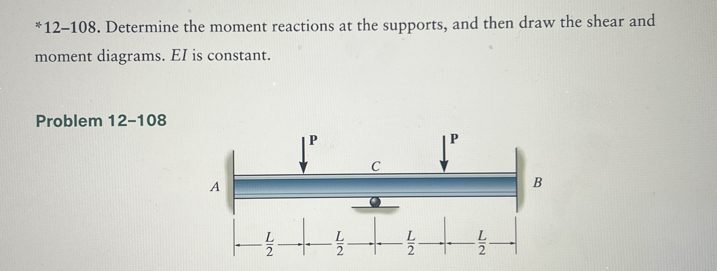 *12-108. ﻿Determine the moment reactions at the | Chegg.com