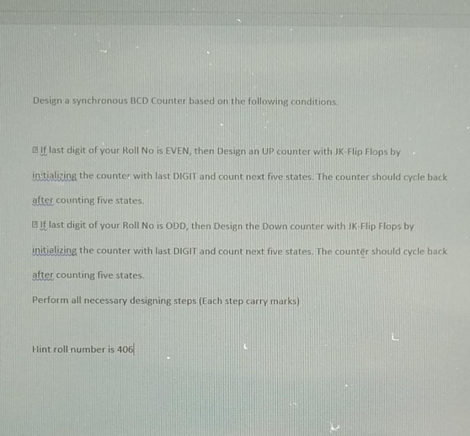 Solved Design a synchronous BCD Counter based on the | Chegg.com