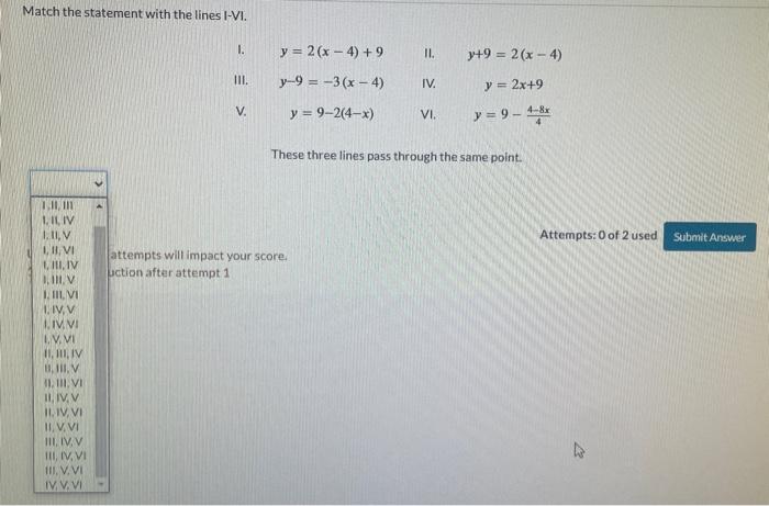 Solved Match the statement with the lines I-VI. I. | Chegg.com