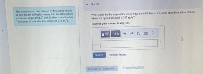 Solved The shock-wave cone created by the space shuttle at | Chegg.com
