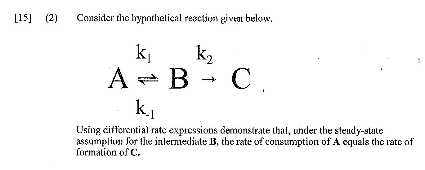 Solved Consider the hypothetical reaction given below. k, | Chegg.com