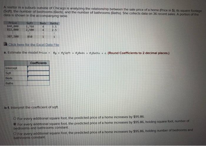 Solved A realtor in a suburb outside of Chicago is analyzing | Chegg.com