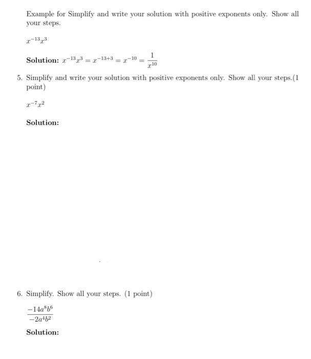 Solved Example for Simplify and write your solution with | Chegg.com