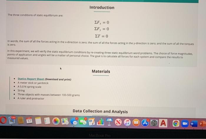 Solved Lab 11 Static Equilibrium Introduction The three | Chegg.com