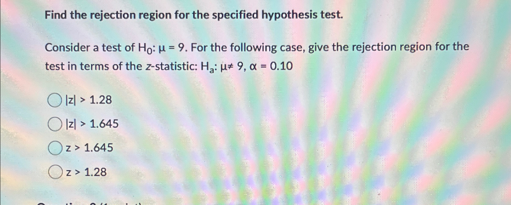 Solved Find the rejection region for the specified | Chegg.com