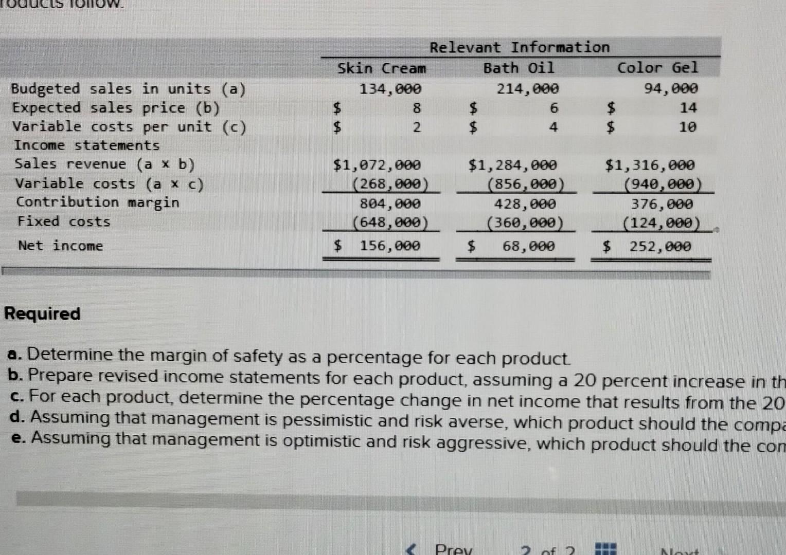 Solved Prepare revised income statements for each product, | Chegg.com