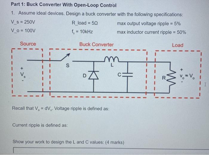 Solved Part 1: Buck Converter With Open-Loop Control 1. | Chegg.com