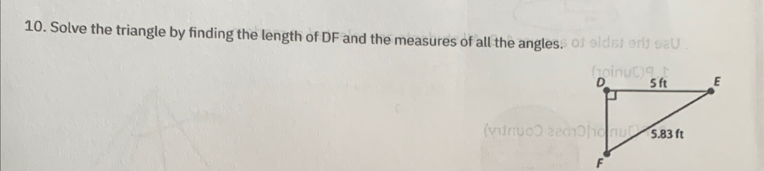 Solved Solve the triangle by finding the length of DF and | Chegg.com