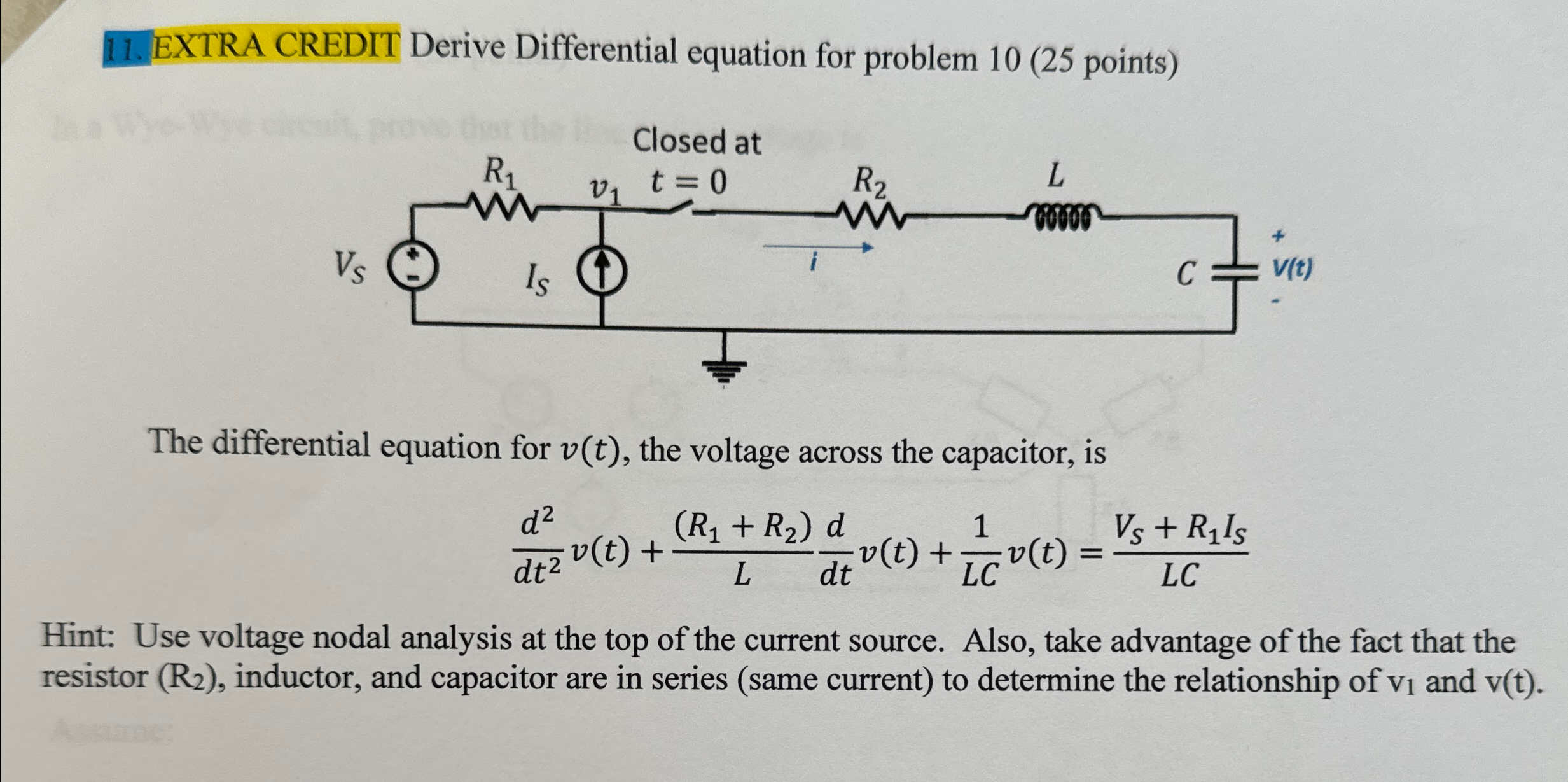 Solved EXTRA CREDIT Derive Differential equation for problem | Chegg.com