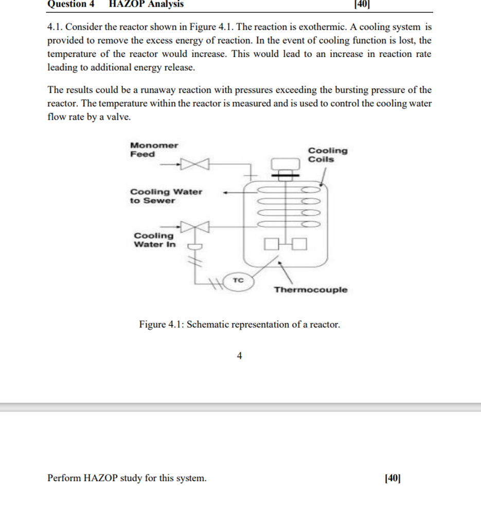 Solved 4.1. ﻿Consider the reactor shown in Figure 4.1. ﻿The | Chegg.com