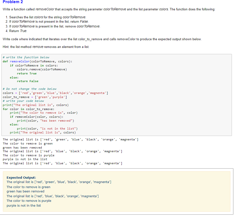 Solved plz help me get the expected output Searches the list | Chegg.com