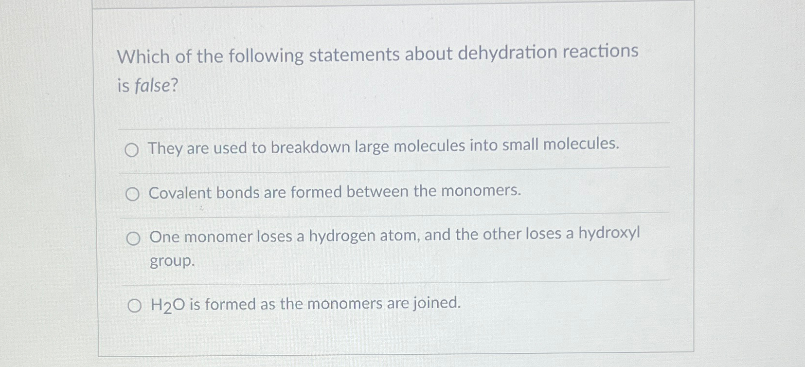 Solved Which of the following statements about dehydration | Chegg.com