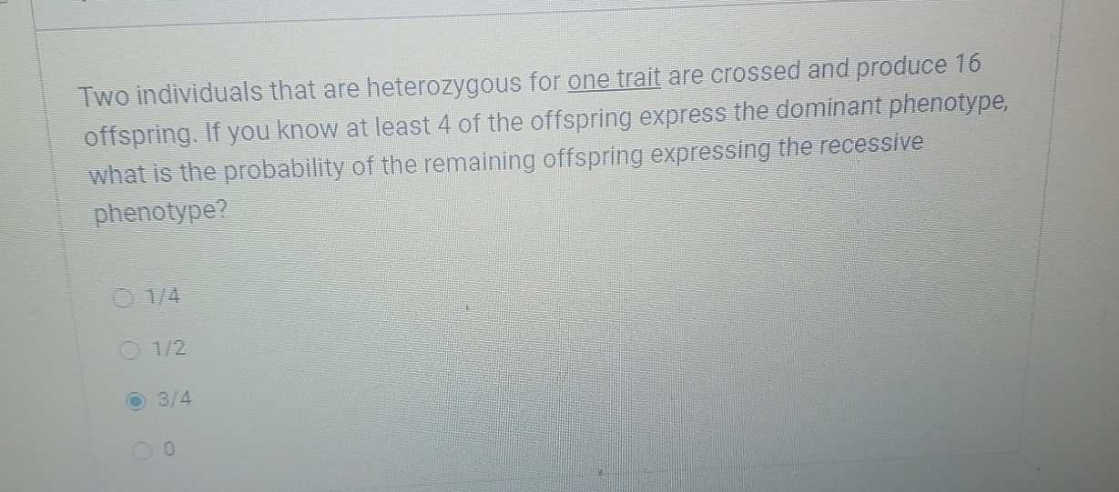 Solved Two individuals that are heterozygous for one trait | Chegg.com