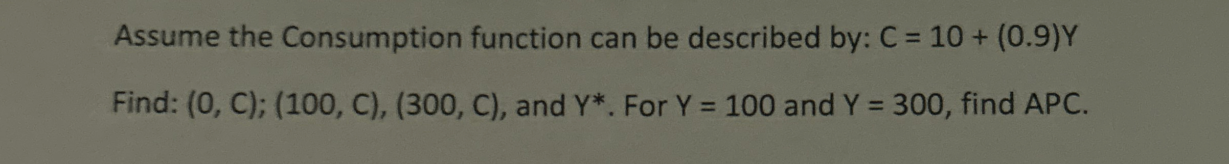 Solved Assume the Consumption function can be described by: | Chegg.com