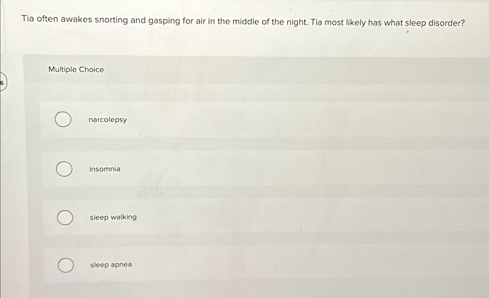 Solved Tia often awakes snorting and gasping for air in the | Chegg.com Solved Tia often awakes snorting and gasping for air in the | Chegg.com