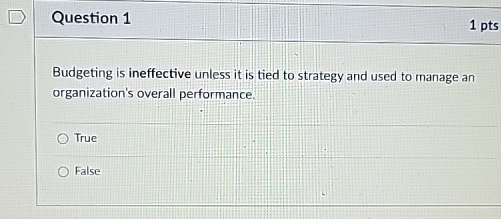 Solved Question 1Budgeting is ineffective unless it is tied | Chegg.com