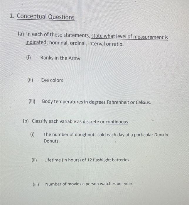 Solved Conceptual Questions (a) In each of these statements, | Chegg.com