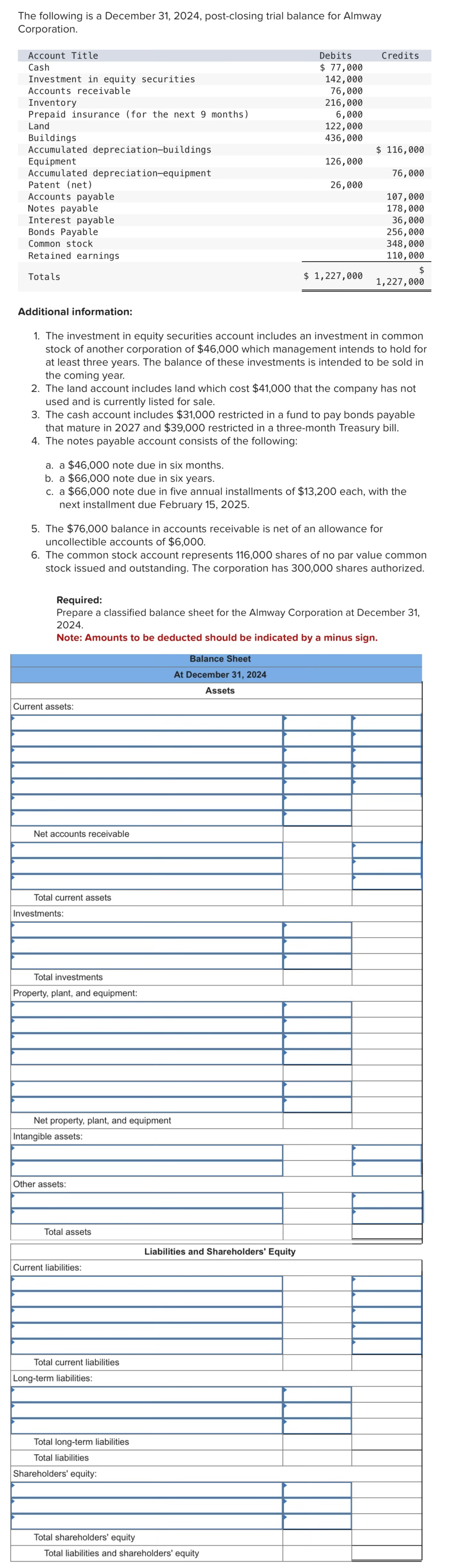 Solved Pls help me complete the accounting balance sheets | Chegg.com