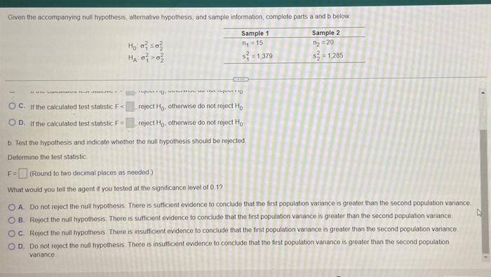 Solved Given the accompanying null hypothesis, alternative | Chegg.com