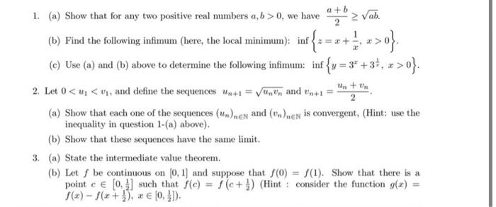 Solved 1. (a) Show that for any two positive real numbers | Chegg.com