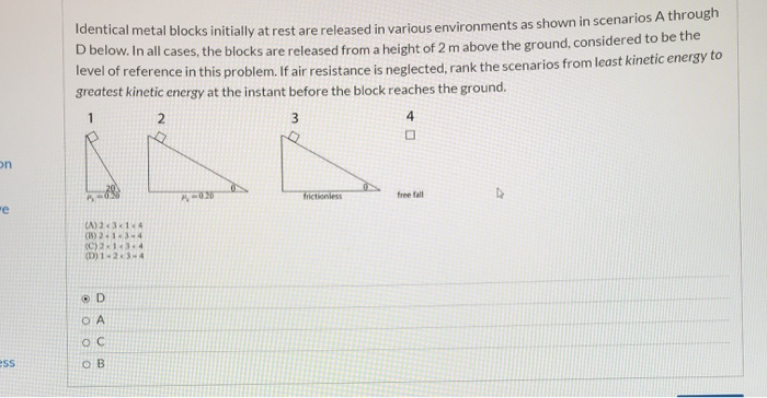 Solved Identical metal blocks initially at rest are released | Chegg.com