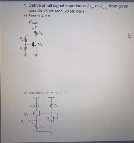 Solved Derive small signal impedance Rin , ﻿or Rout ﻿from | Chegg.com