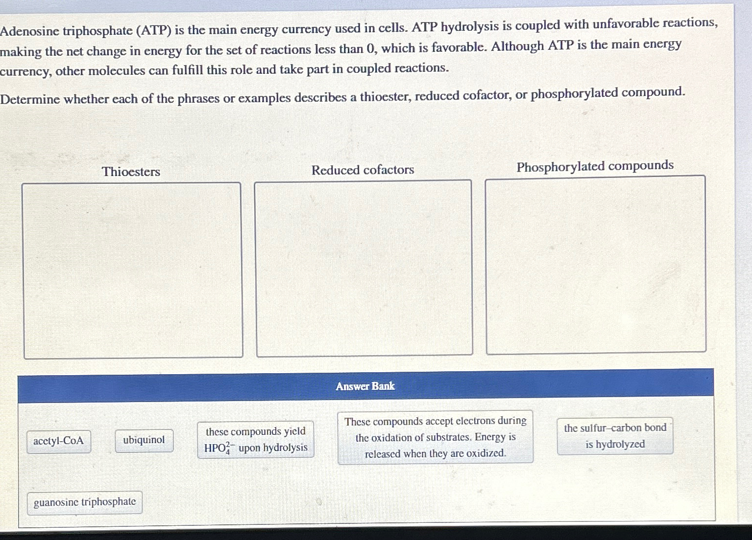 Solved Adenosine triphosphate (ATP) ﻿is the main energy | Chegg.com