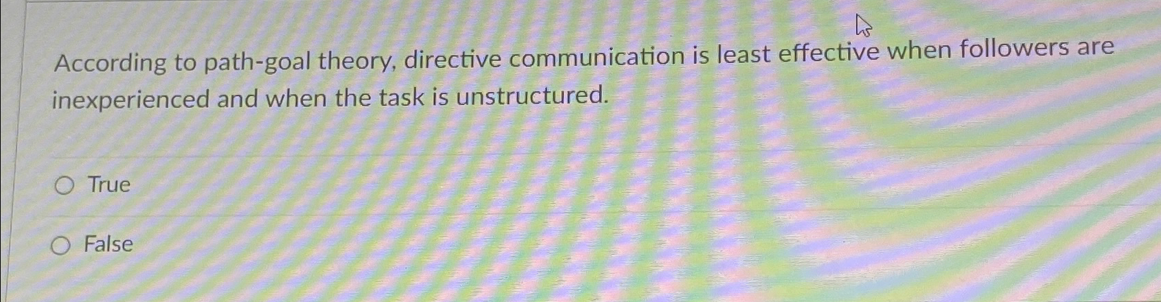 Solved According to path-goal theory, directive | Chegg.com