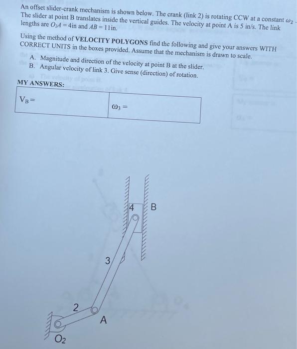 Solved An offset slider-crank mechanism is shown below. The | Chegg.com