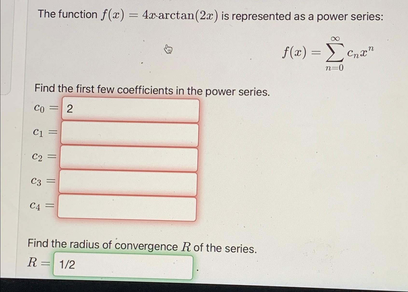 Solved The function f(x)=4xarctan(2x) ﻿is represented as a | Chegg.com